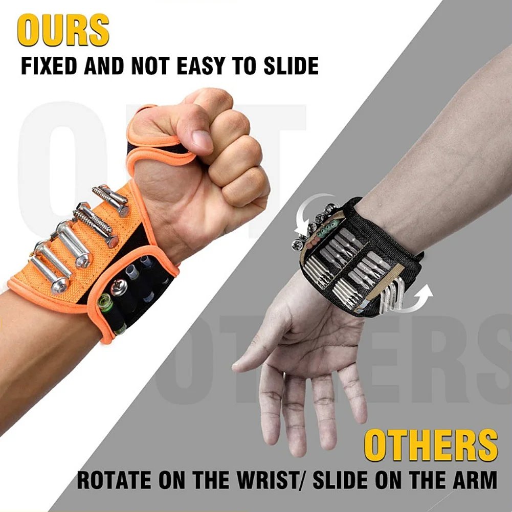 Magnetic Wrist Band With Thumb Hole 16 Magnets Tool Bag Screws Nail Nut ...
