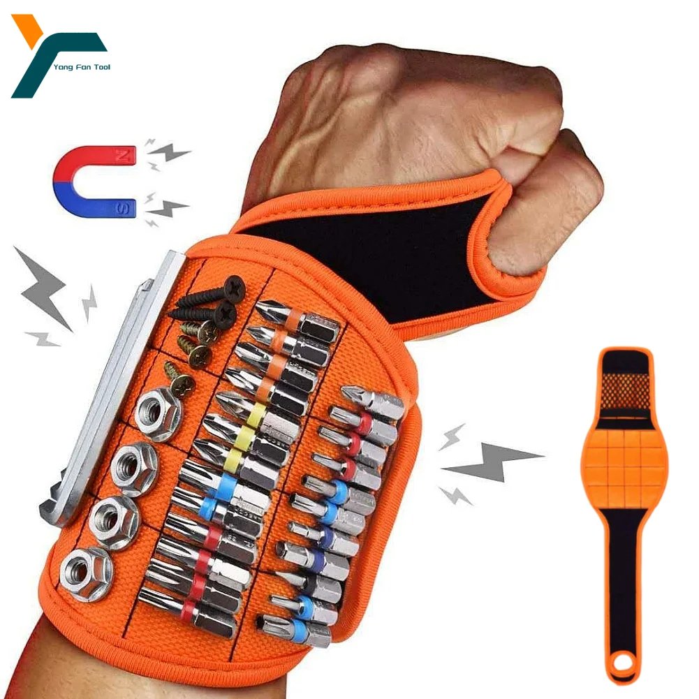 Magnetic Wrist Band With Thumb Hole 16 Magnets Tool Bag Screws Nail Nut ...